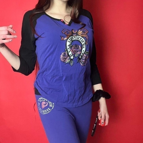 Betsey Johnson | Intimates & Sleepwear | Black And Blue Betsy Pyjama ...